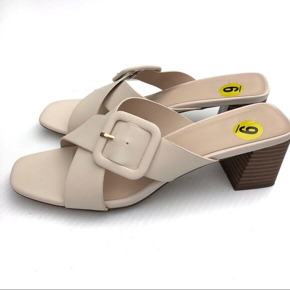H by Halston | Shoes | New H Halston Block Heel Slide Sandals | Poshmark